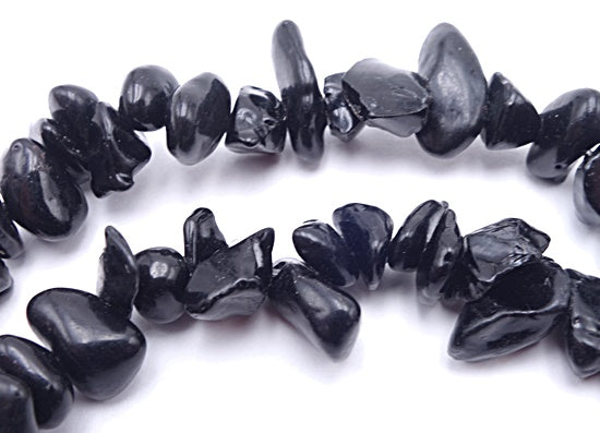 Jet Black Obsidian Chip Beads | MrBead