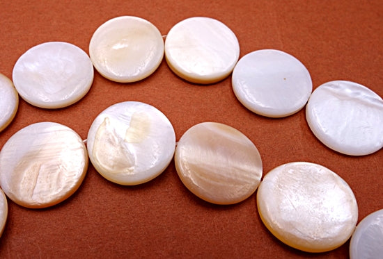 Striking Natural Creamy White Flat Button Shell Beads | MrBead