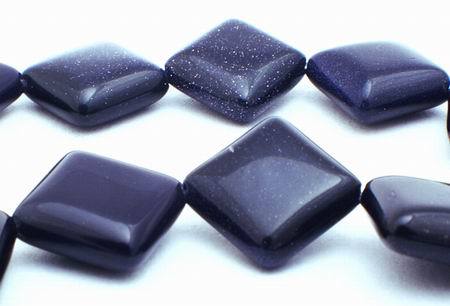 Large Shiny Sparking Bluestone Square Beads - side drilled | MrBead